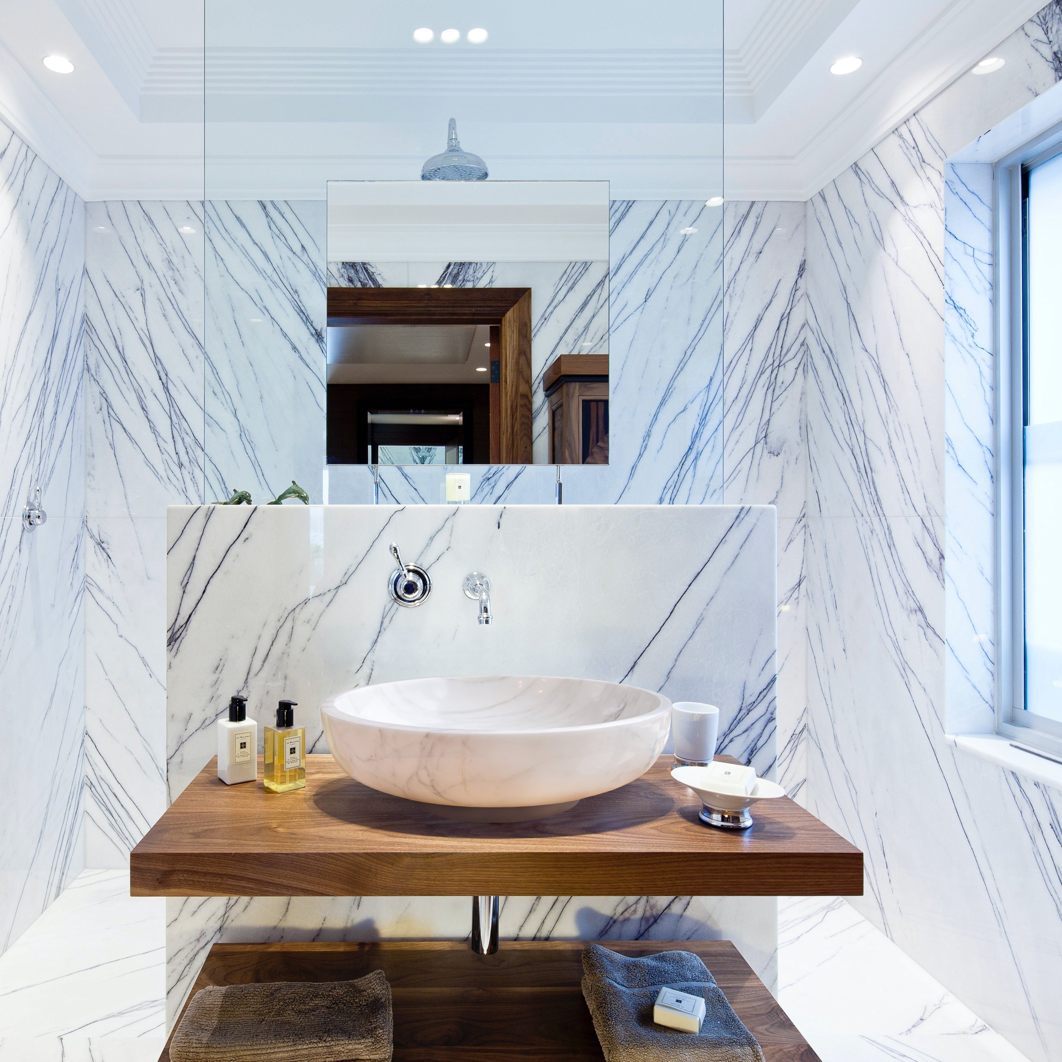 Calacatta White Marble Vessel Above Vanity Bathroom Sink Polished (D)1 ...