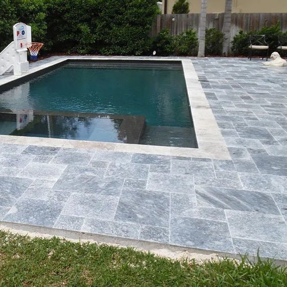 Bluestone Versailles Pattern Marble Pavers 1 1/4" Thick Sandblasted, B ...